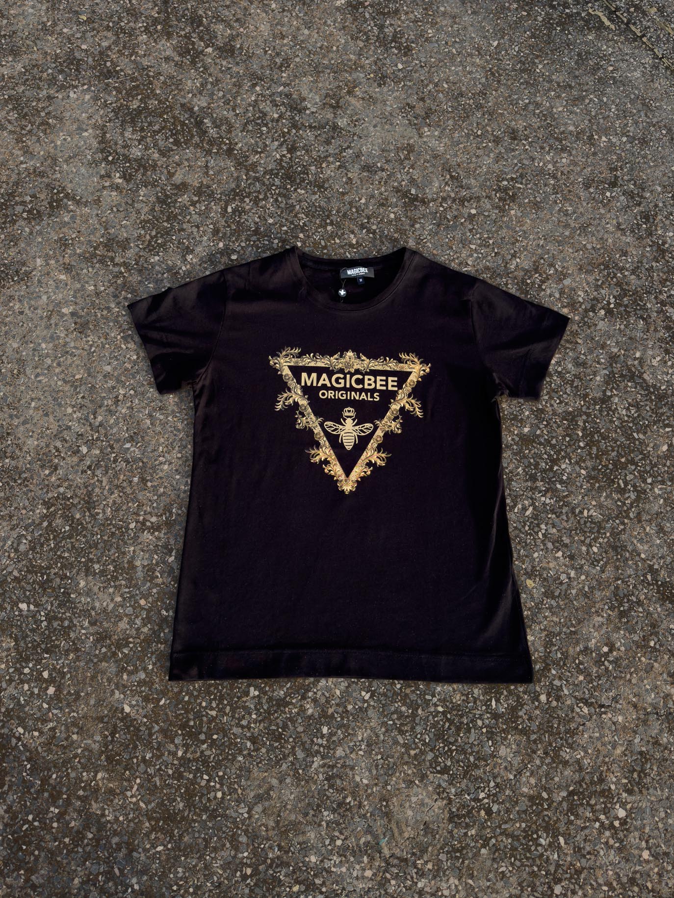MagicBee Gold Triangle Logo Tee - Black – Magic Bee Clothing