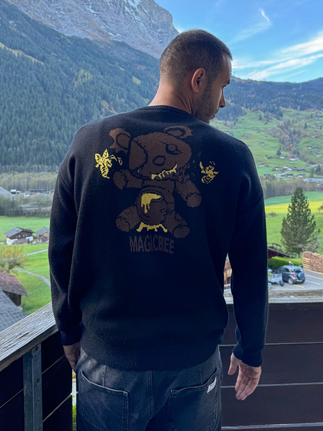 MagicBee Unisex Knit Sweater Teddy Bear - Black (Limited Edition ...