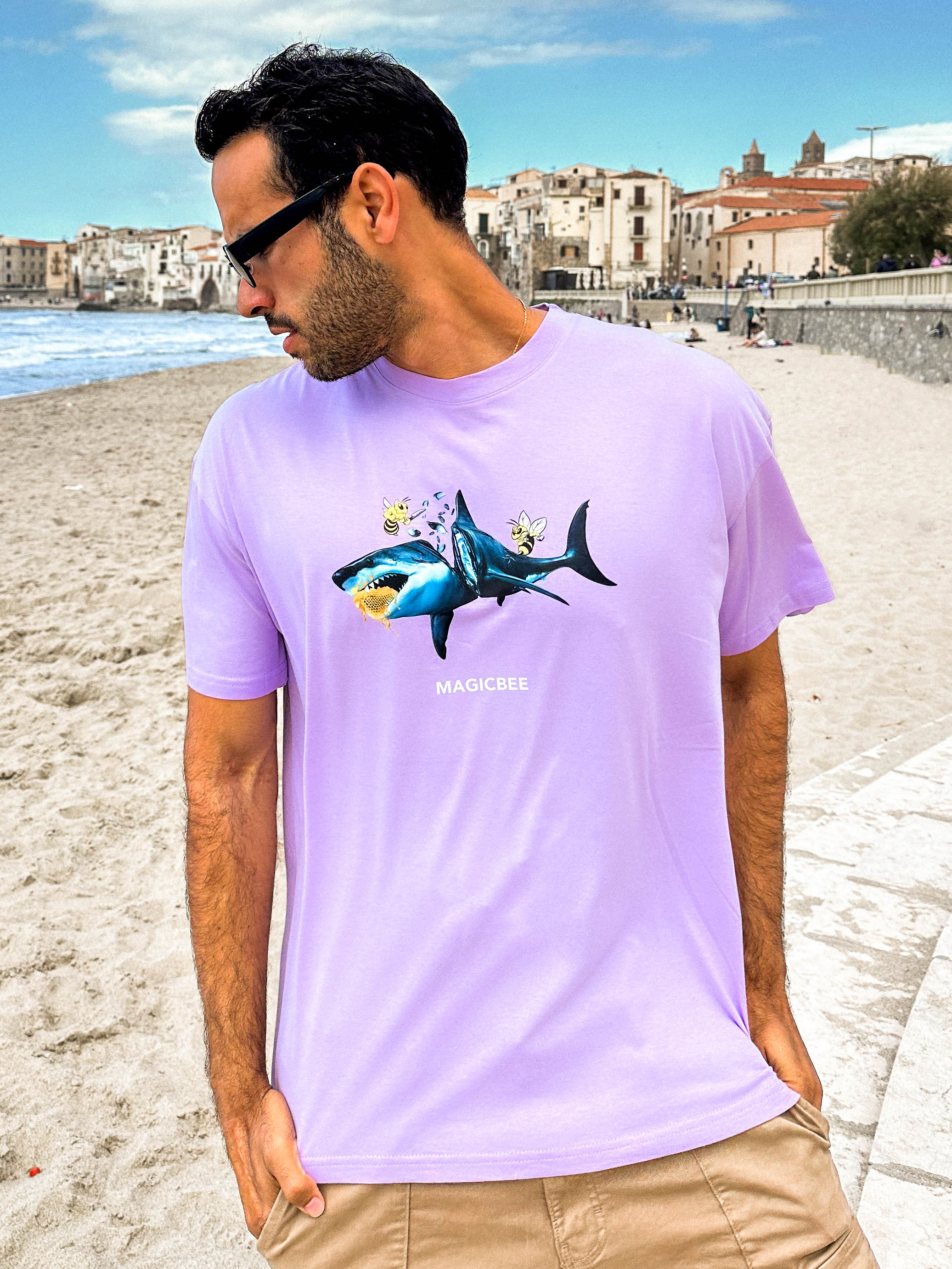 MagicBee Killed Shark Tee - Lilac (Limited Edition) – Magic Bee Clothing