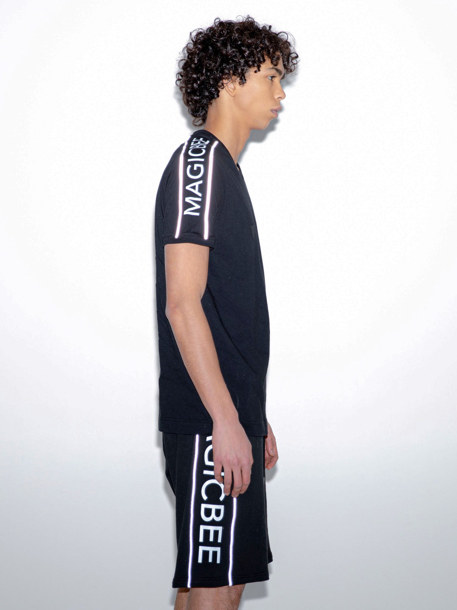 MagicBee Reflected Logo Tape Tee - Black (Special Edition) – Magic Bee ...