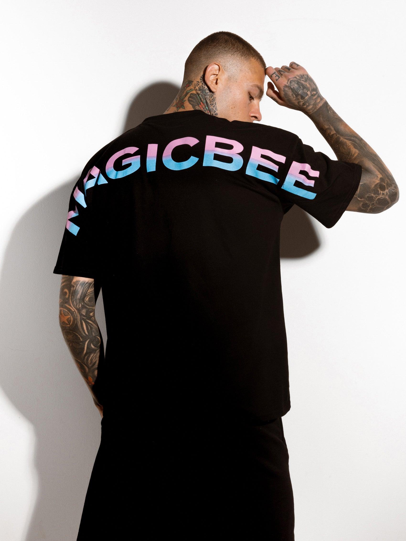 MagicBee Back Fade Logo Tee - Black – magicbee-clothing