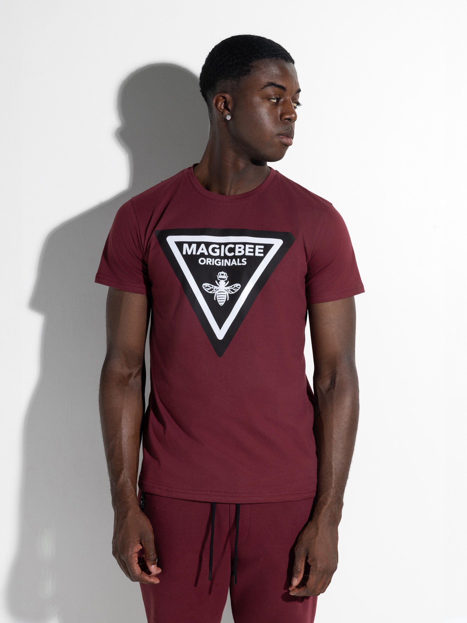 MagicBee Triangle Logo Tee - Burgundy – Magic Bee Clothing
