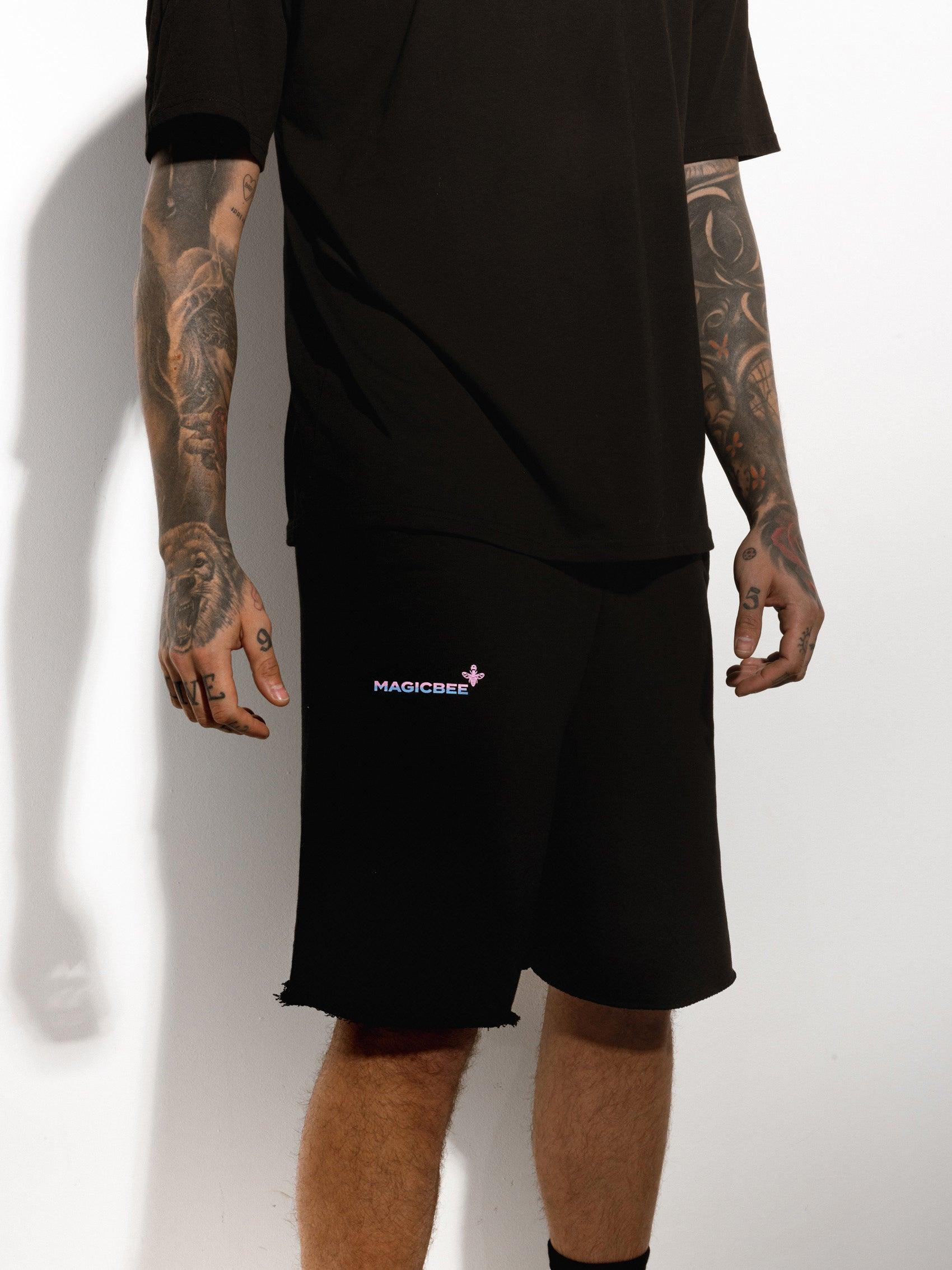 MagicBee Printed Fade Logo Shorts - Black – Magic Bee Clothing