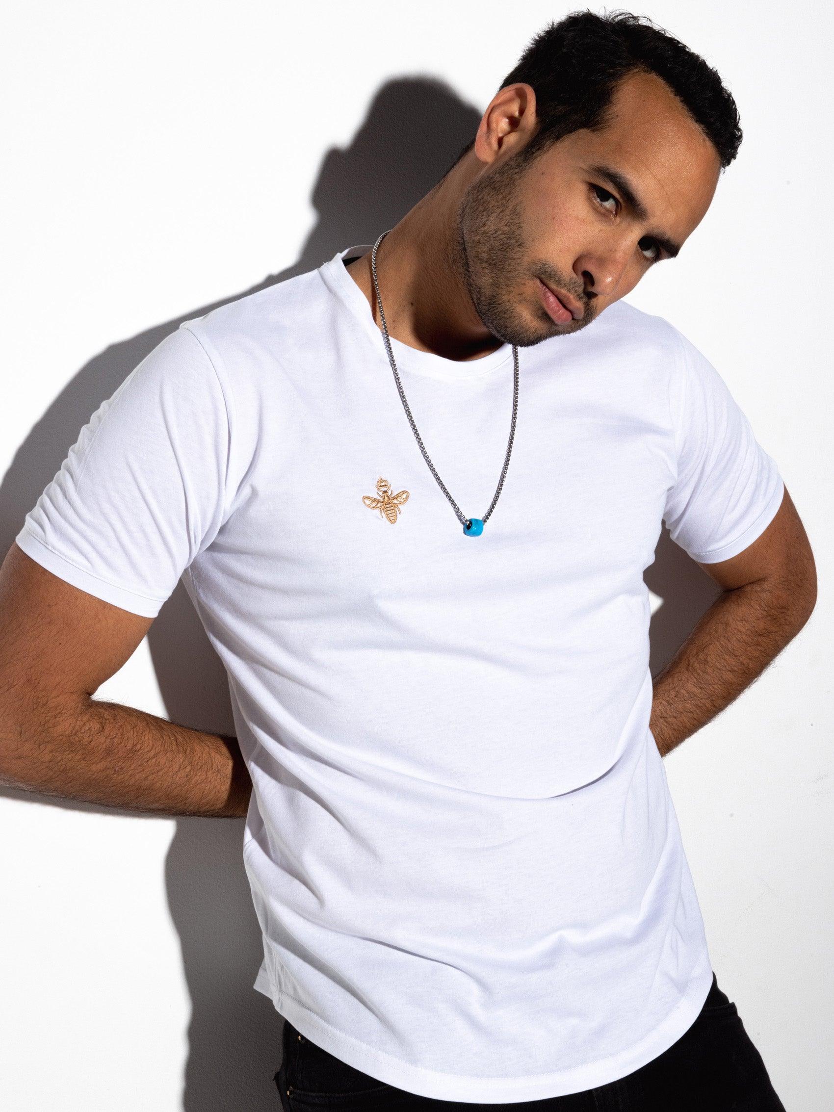 MagicBee Gold Embroidered Tee - White – Magic Bee Clothing