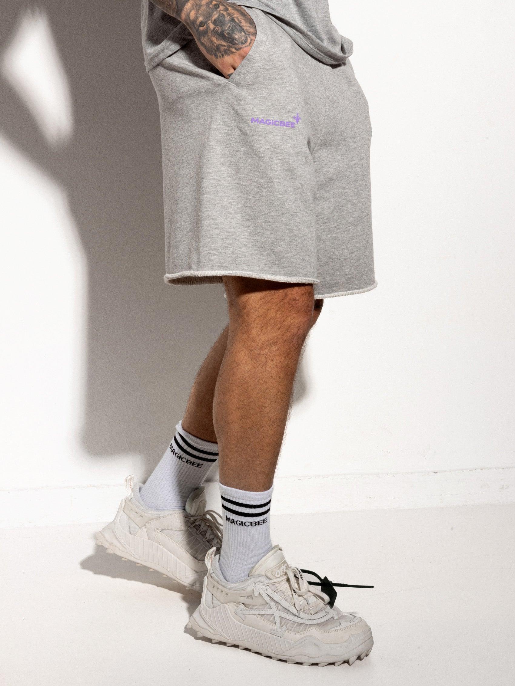 MagicBee Printed Logo Shorts - Grey – Magic Bee Clothing